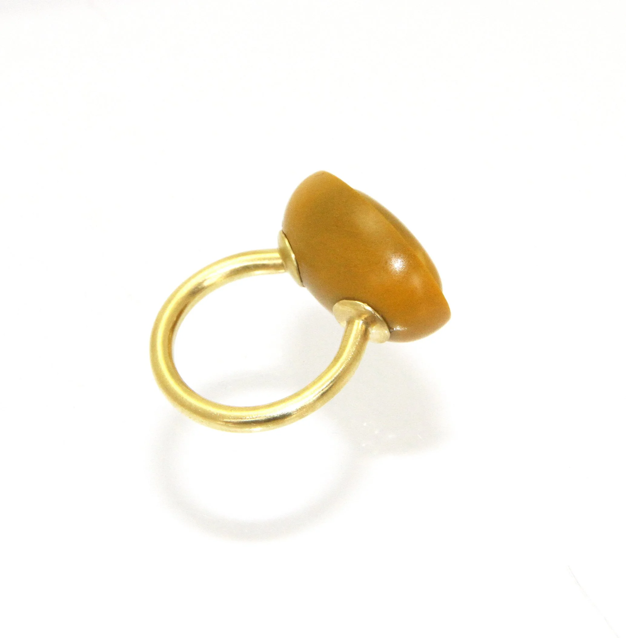 Carved butterscotch yellow jasper ring — Sian Evans