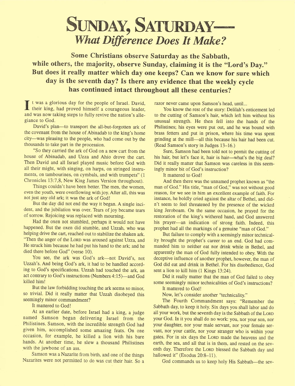 The Sabbath — The Church of God International