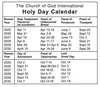 Holy Day Calendar — The Church of God International