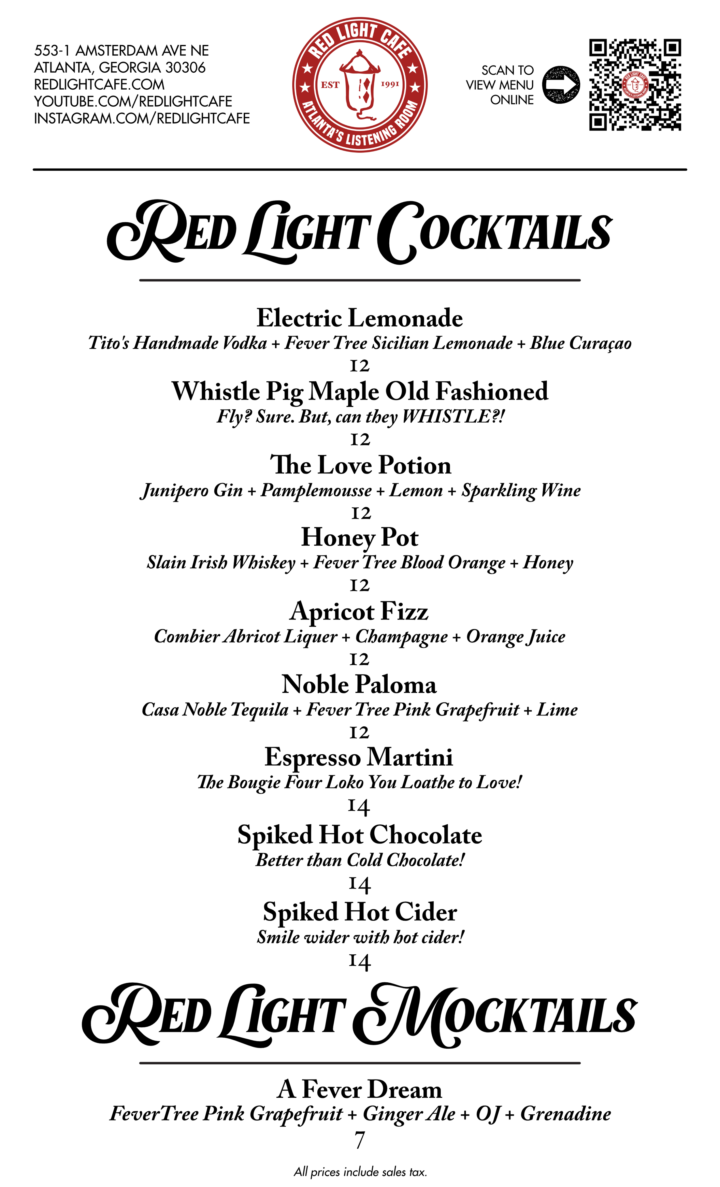 Food & Drinks — Red Light Café, Atlanta, GA