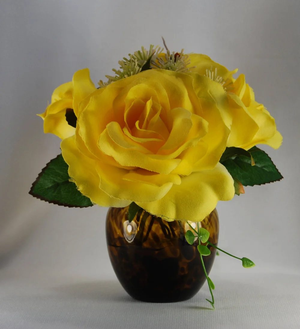 Single Yellow Rose In Vase