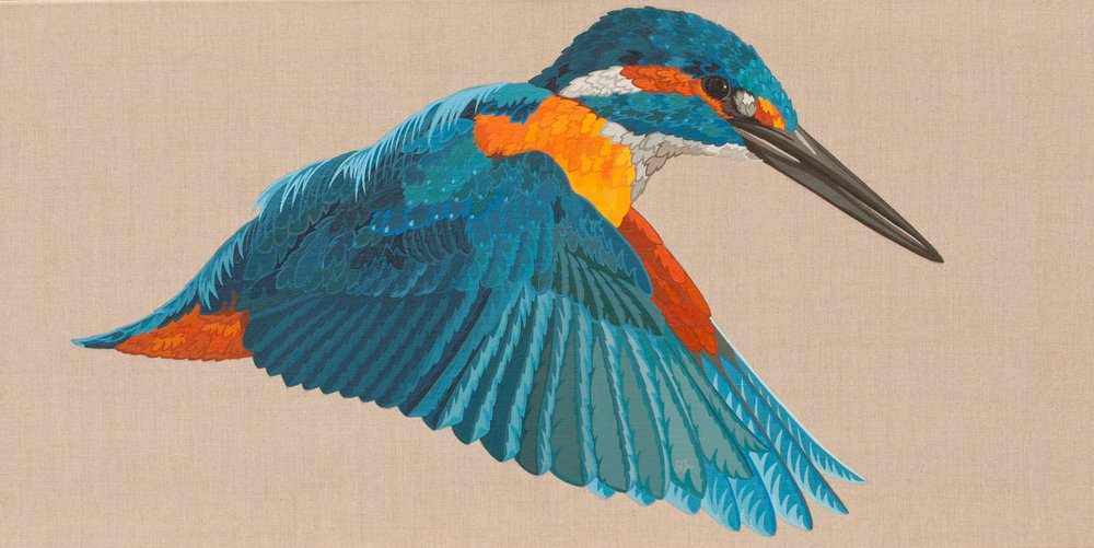 Kingfisher in Flight Painting — Sam Charles Art