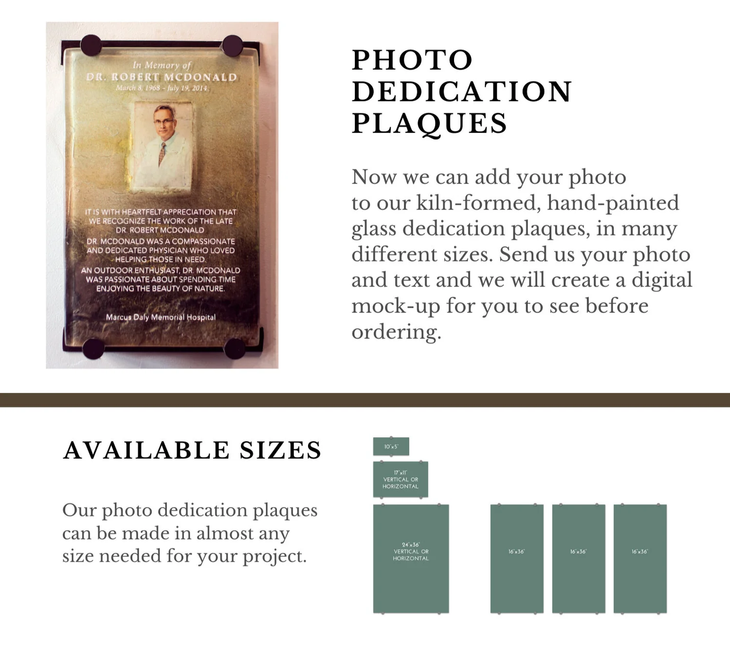 Photo Dedication Plaques | Glass Donor Plaques