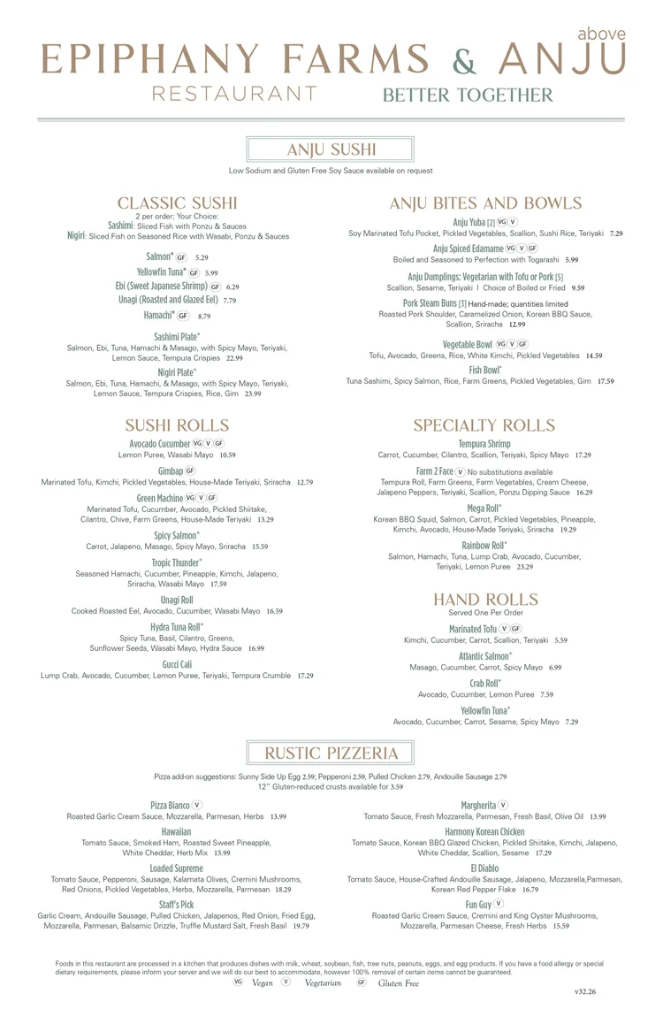 Menu — Epiphany Farms Hospitality Group