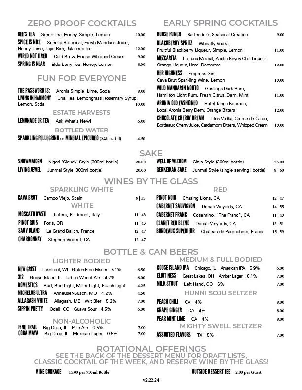 Menu — Epiphany Farms Hospitality Group