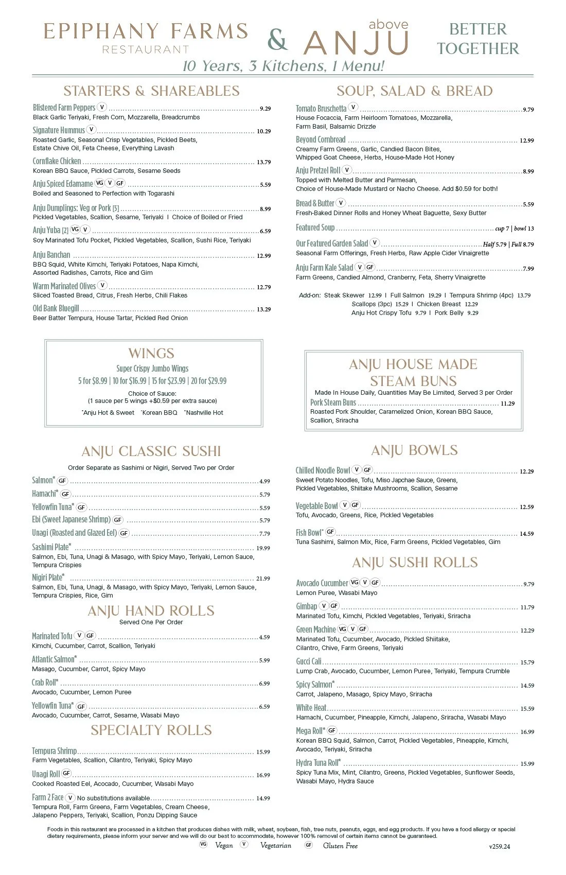 Menu — Epiphany Farms Hospitality Group