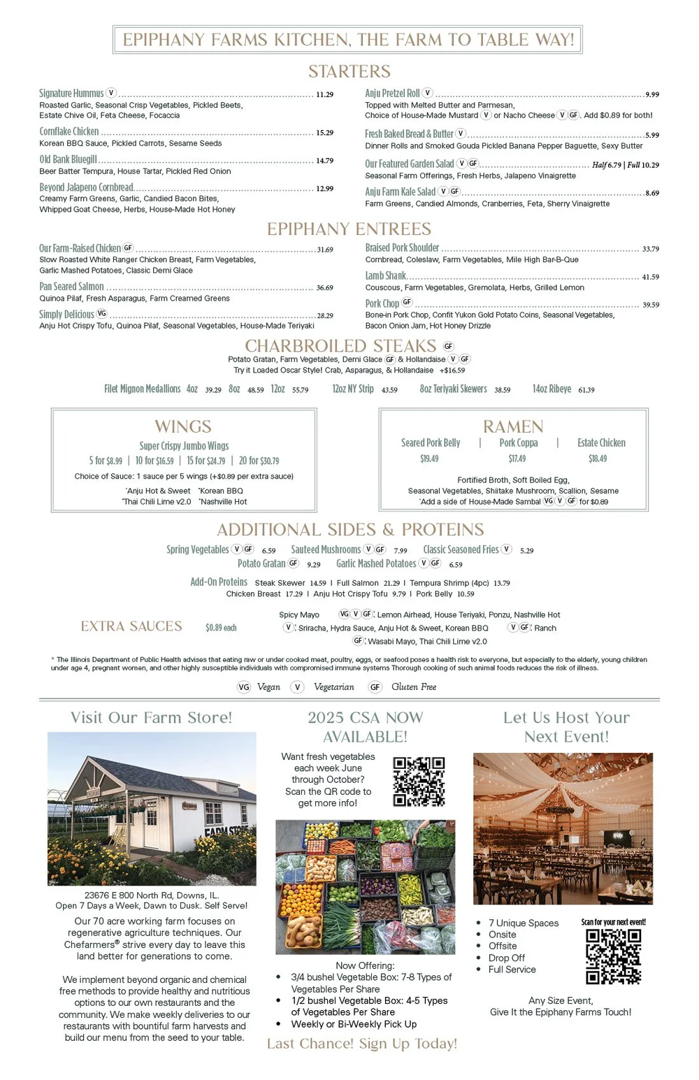 Menu — Epiphany Farms Hospitality Group