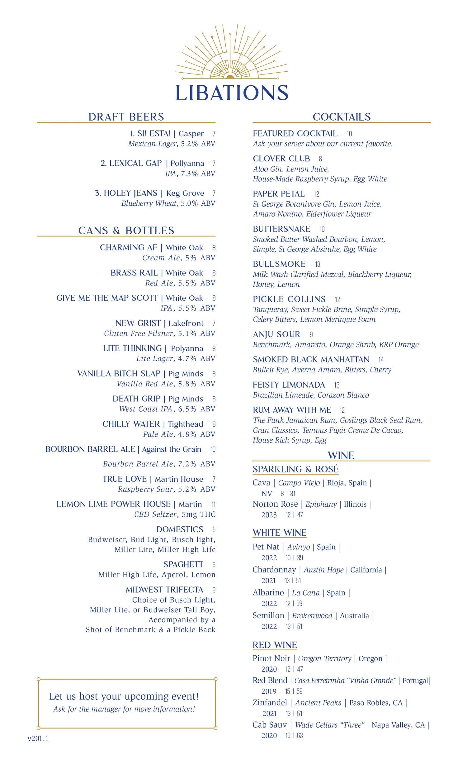 Menu — Epiphany Farms Hospitality Group