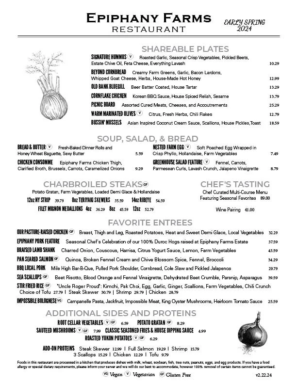 Menu — Epiphany Farms Hospitality Group