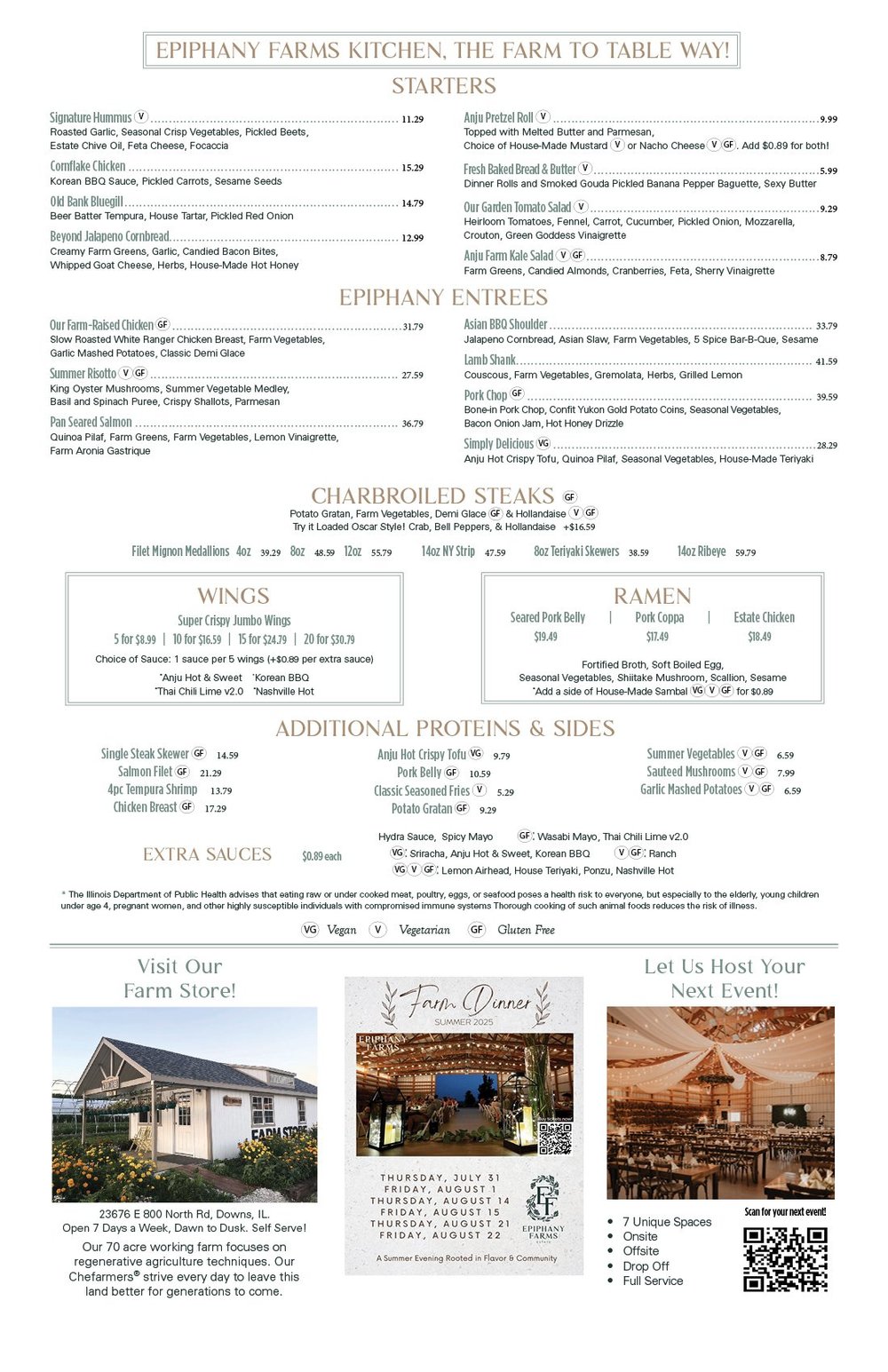 Menu — Epiphany Farms Hospitality Group