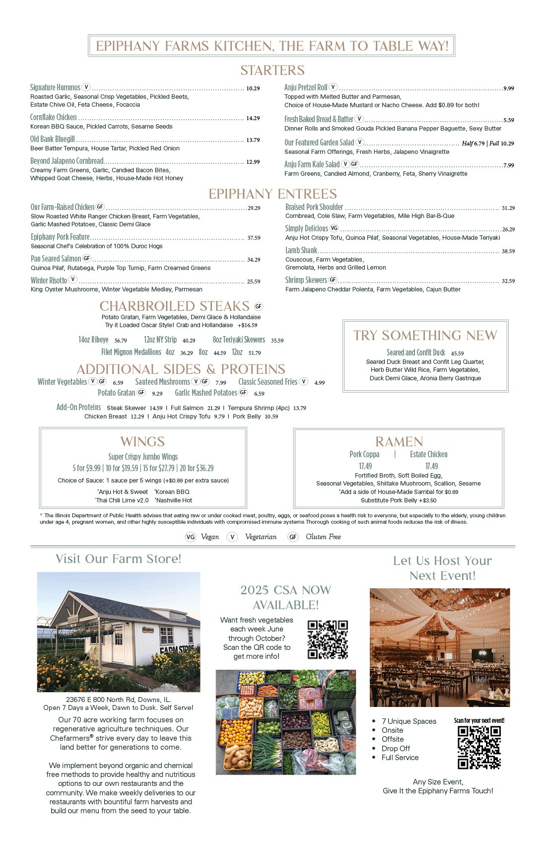 Menu — Epiphany Farms Hospitality Group