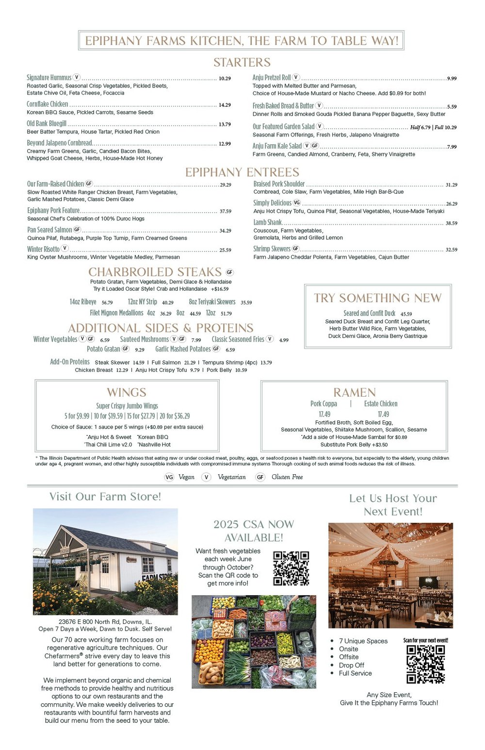 Menu — Epiphany Farms Hospitality Group