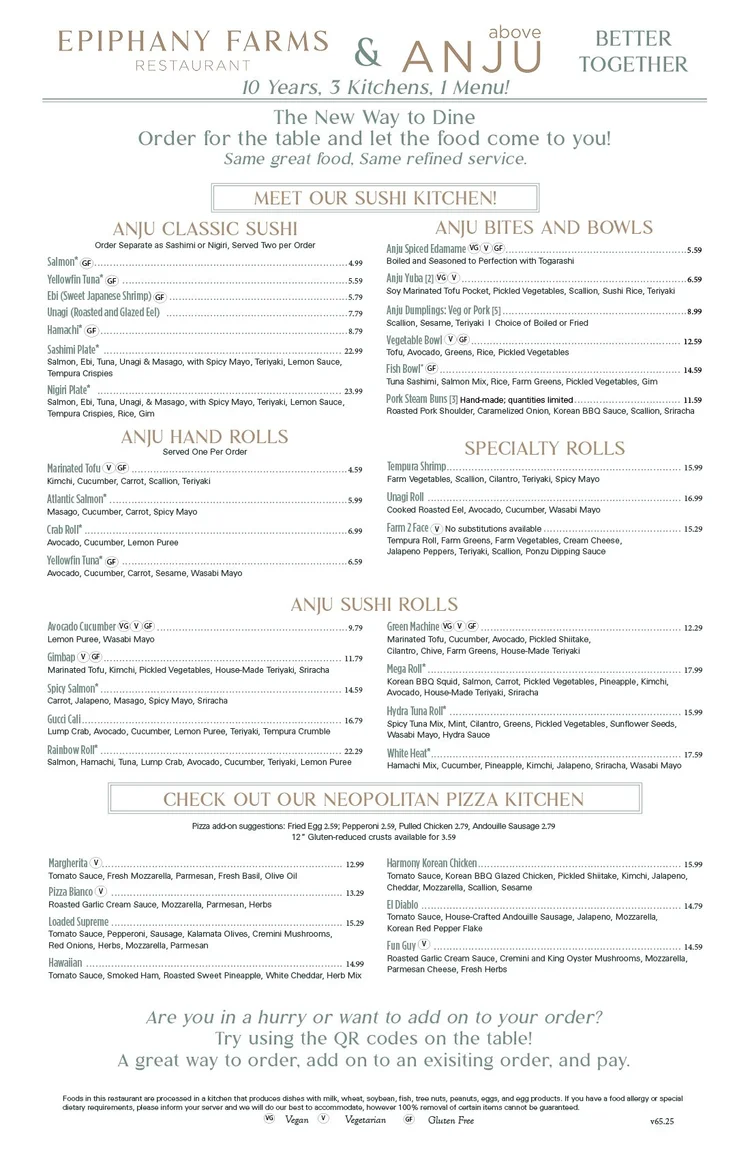 Menu — Epiphany Farms Hospitality Group