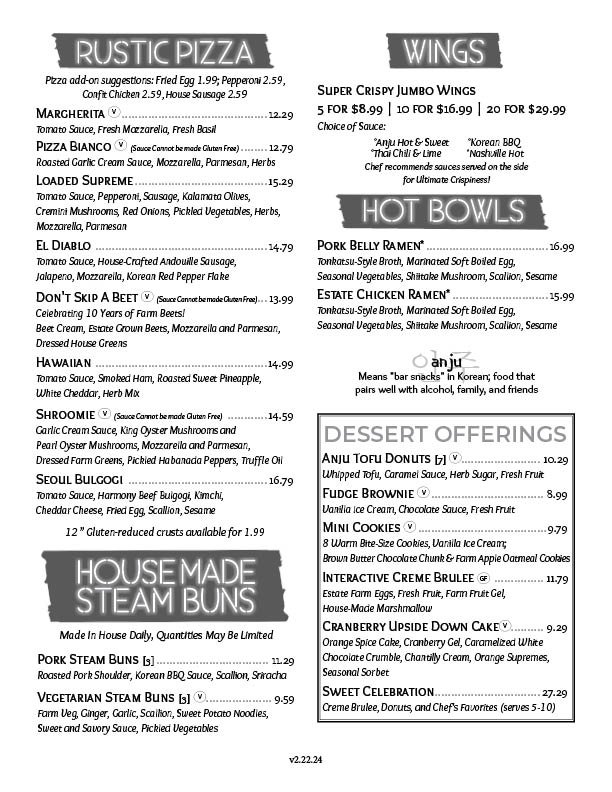 Menu — Epiphany Farms Hospitality Group