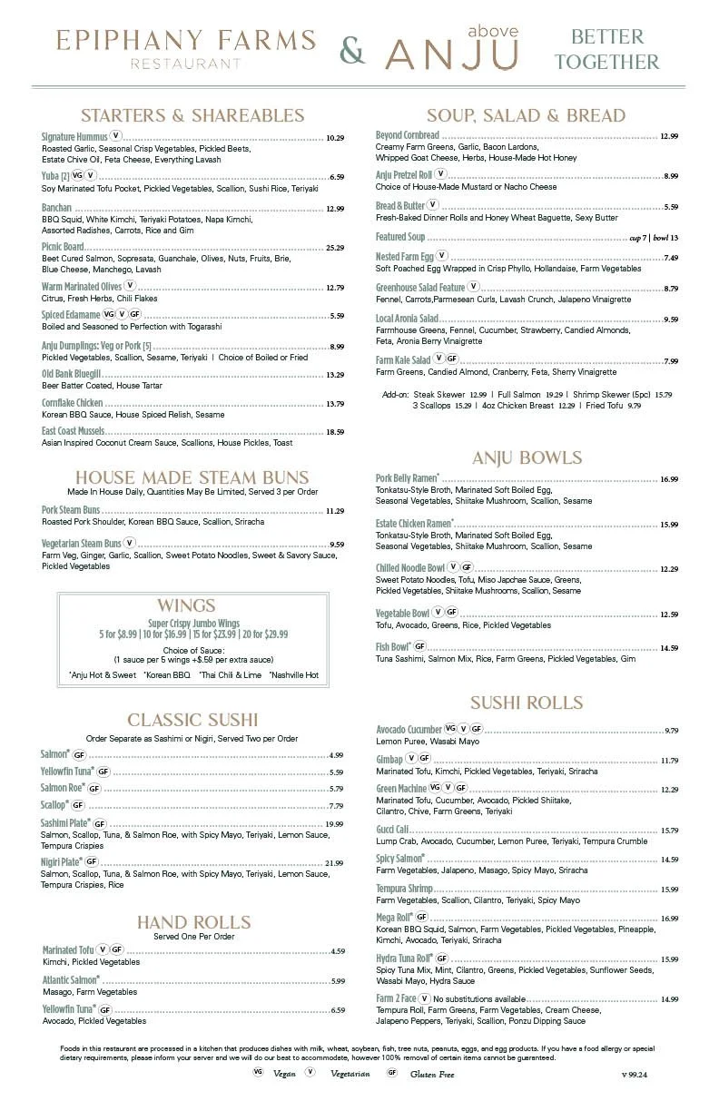 Menu — Epiphany Farms Hospitality Group