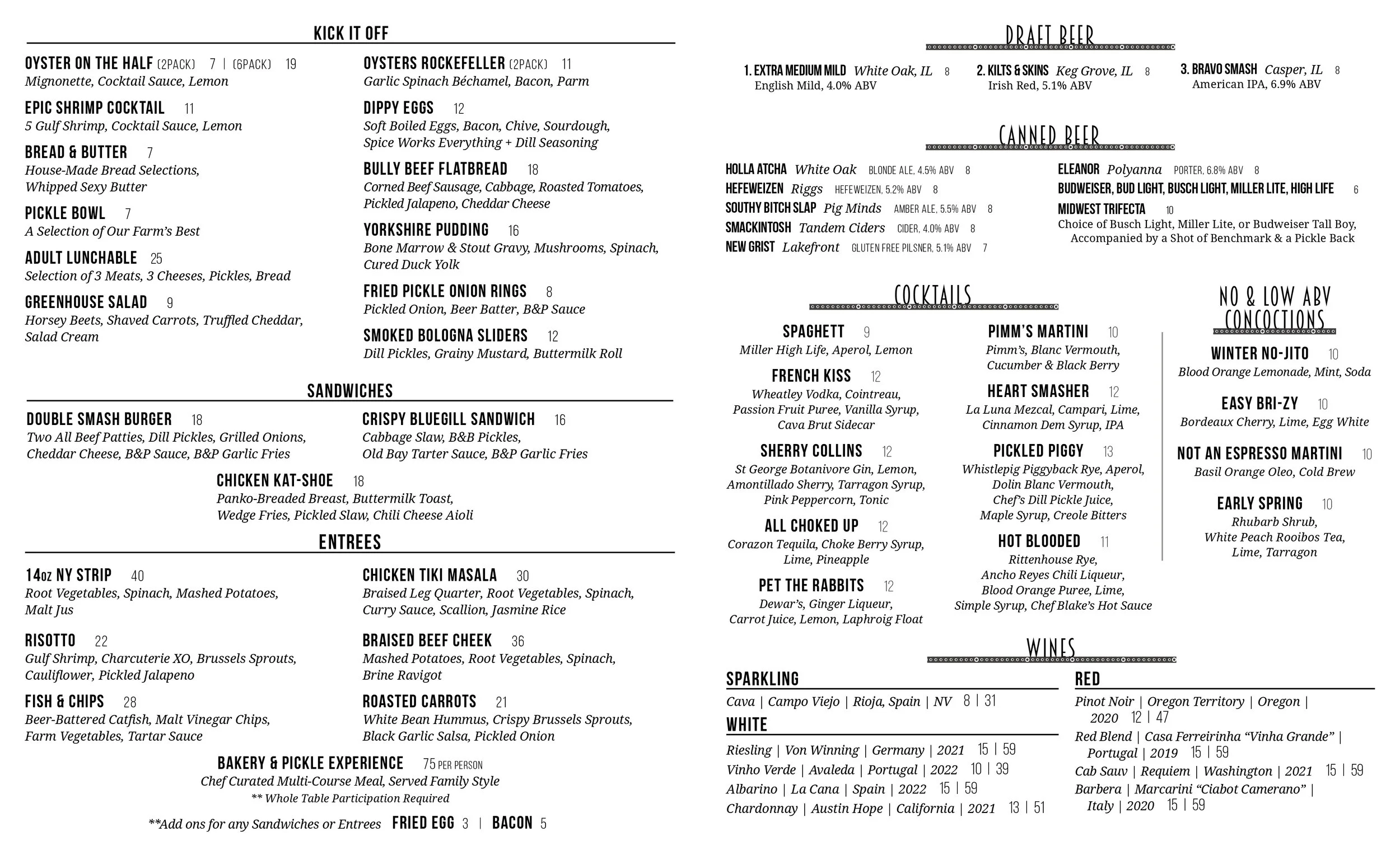 Menu — Epiphany Farms Hospitality Group