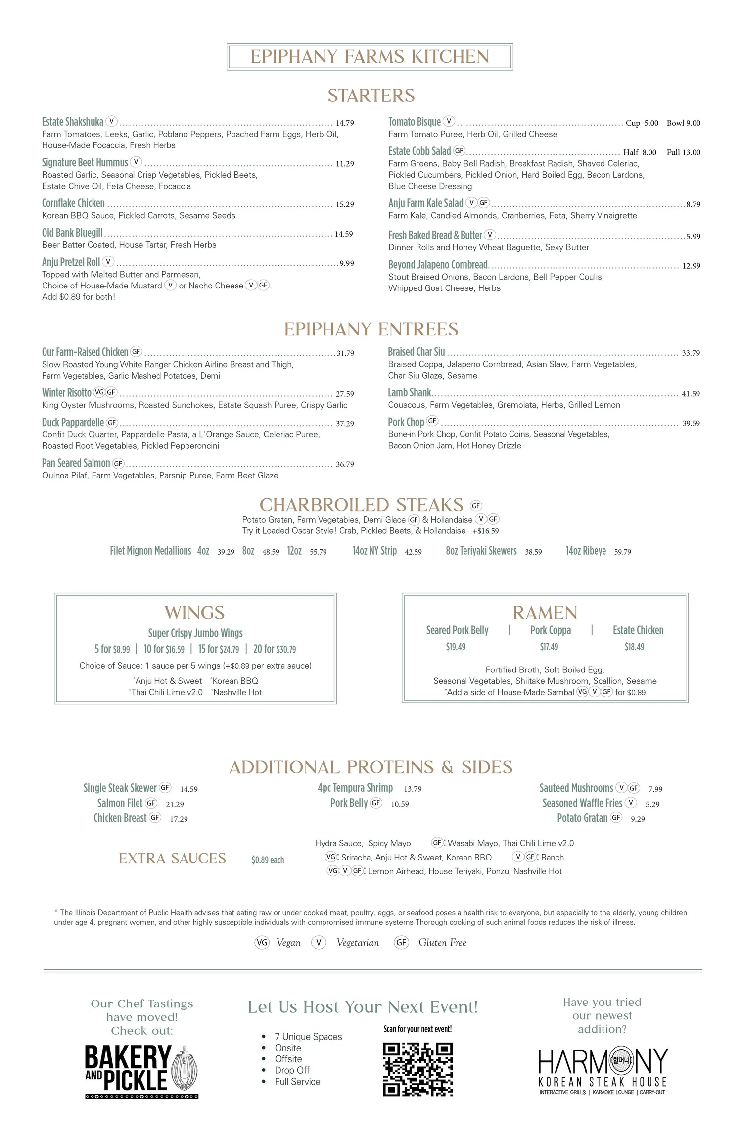 Menu — Epiphany Farms Hospitality Group