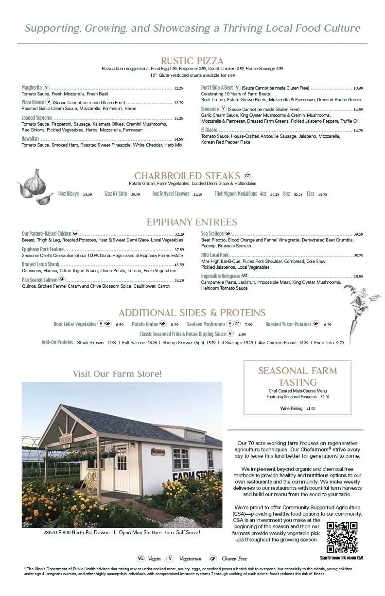 Menu — Epiphany Farms Hospitality Group