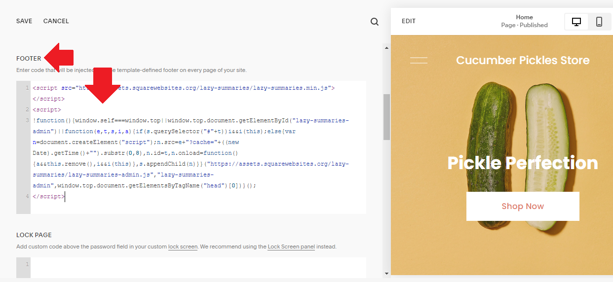 Installing Lazy Summaries on Squarespace 7.1 — Squarewebsites Plugins
