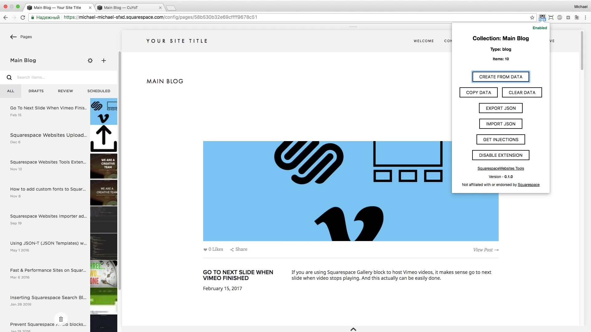 Squarespace Websites Tools Extension