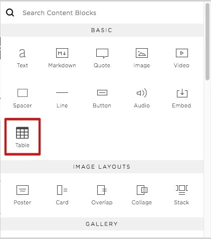 Squarespace Custom Table Block — Squarewebsites Plugins