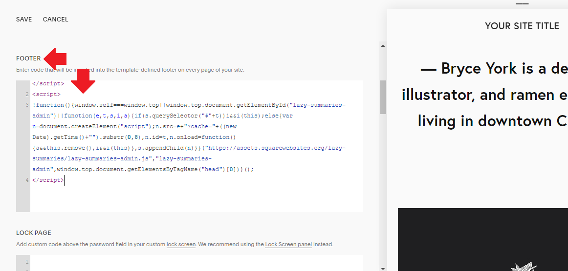 Installing Lazy Summaries On Squarespace 70 — Squarewebsites Plugins 6120