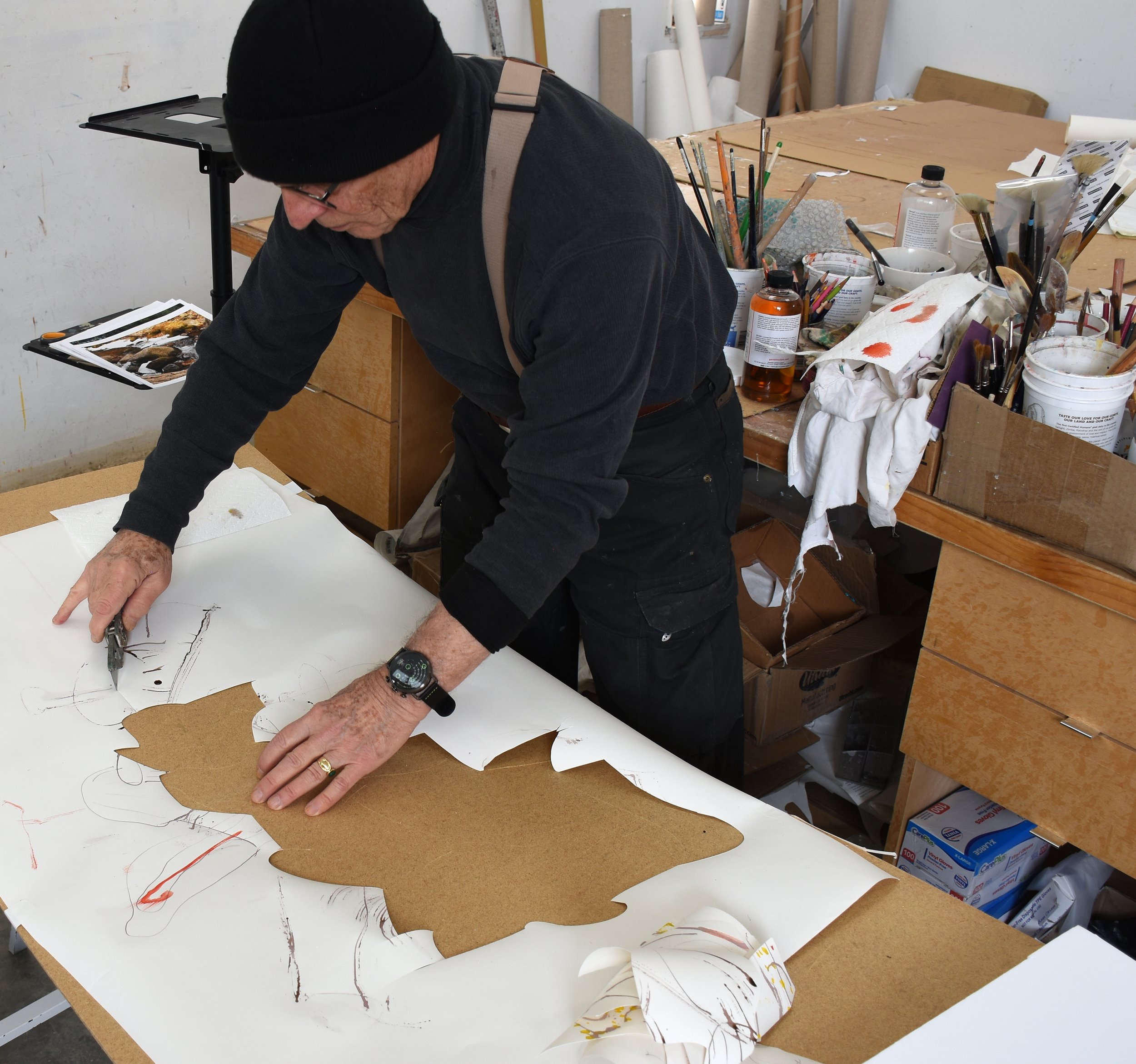 cutting up marked paper / STARTING “WINDY CREEK” — philip tarlow