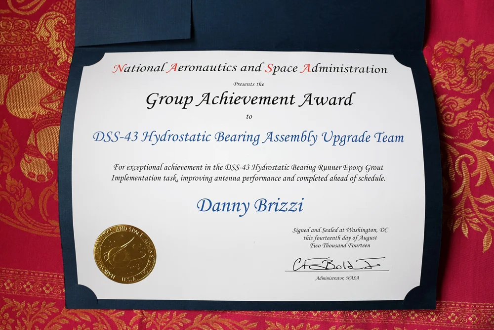 NASA Award — Dimensional Metrology Services