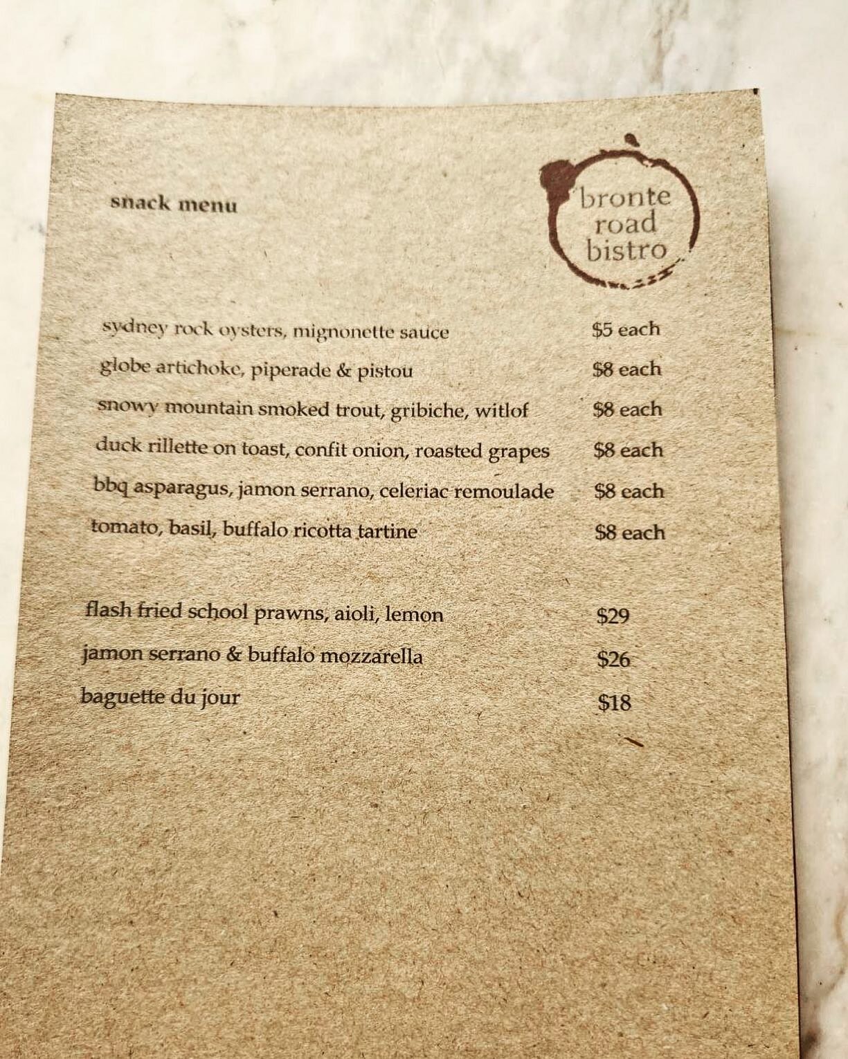Menu — bronte road bistro