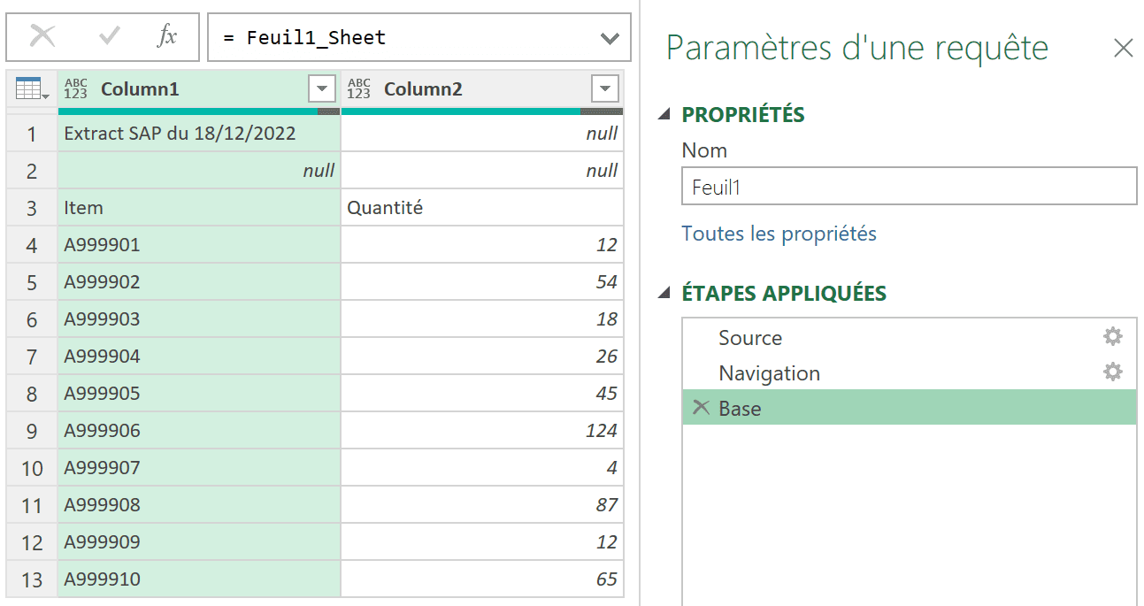 Power Query : Récupérer la valeur d’une cellule — Fabien Calais