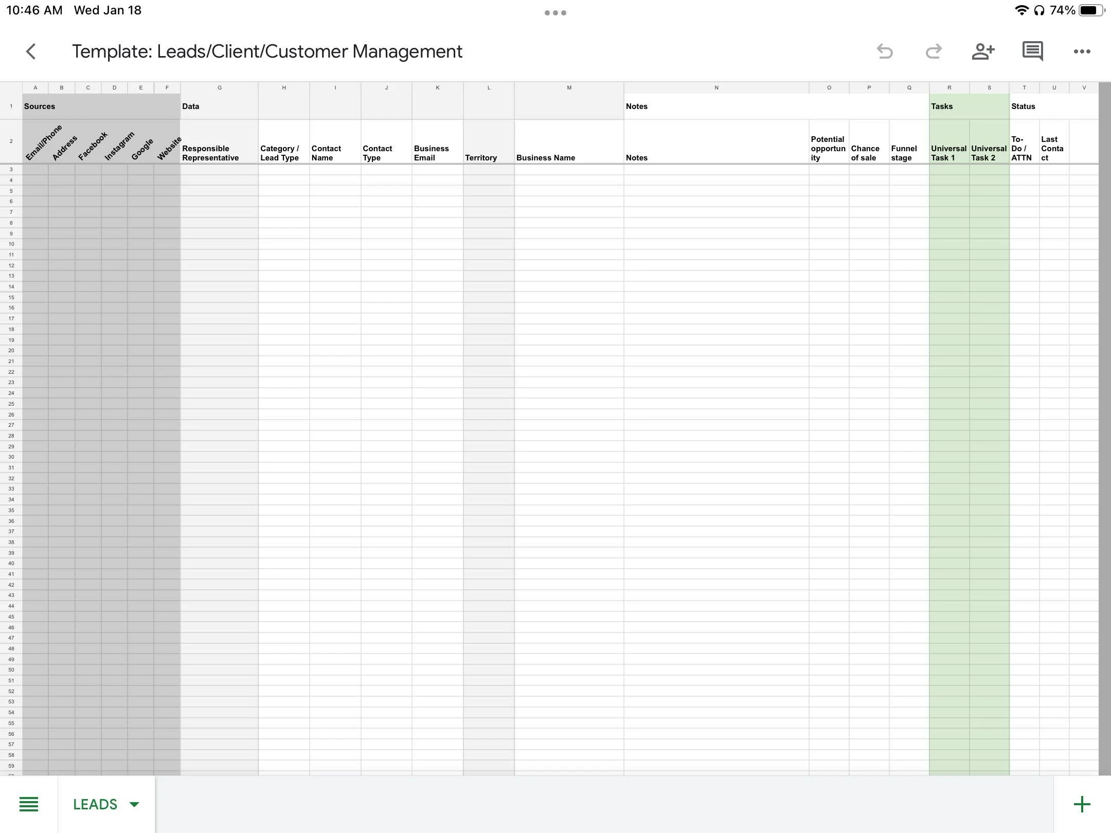 Customer Lead Sheets