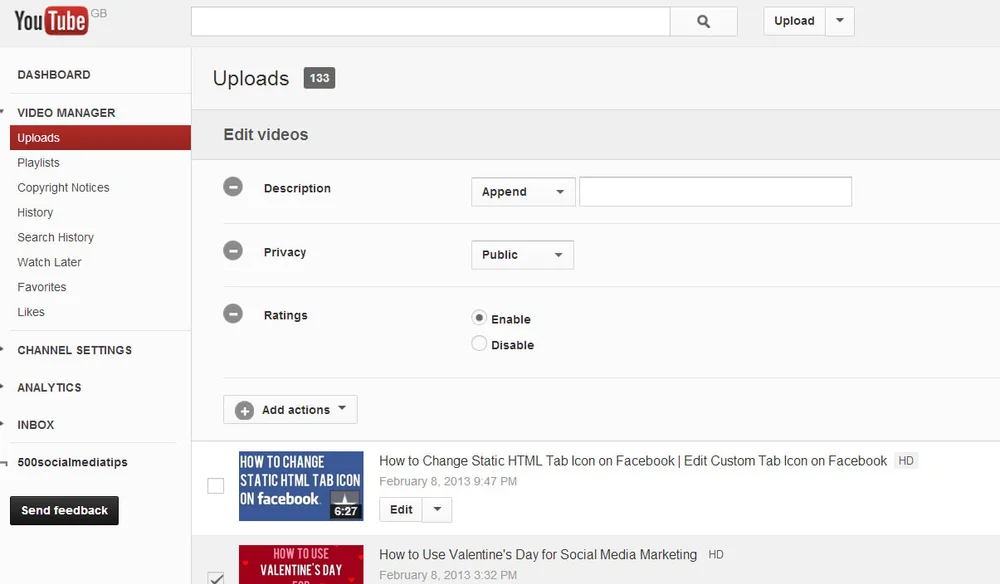 How to Bulk Edit YouTube Videos With Bulk Actions | Edit Multiple Uploads at Once — Andrew ...