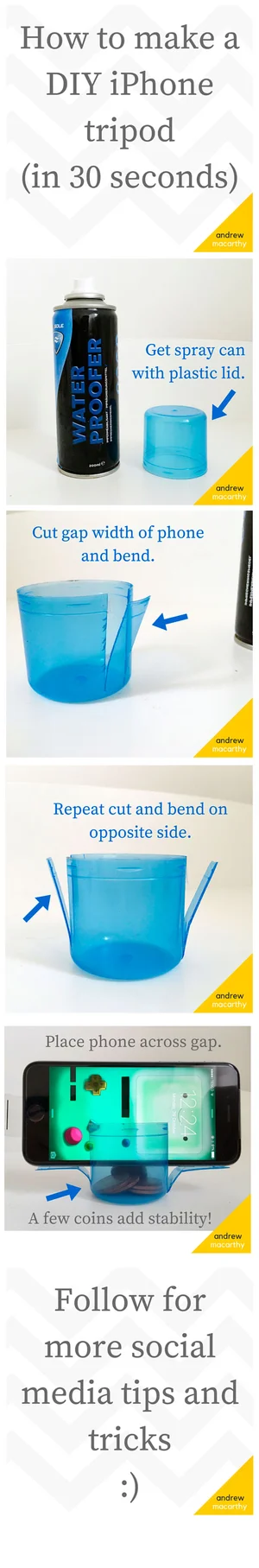 How to Make a DIY iPhone (Mobile Phone) Tripod Stand - in 30 Seconds ...
