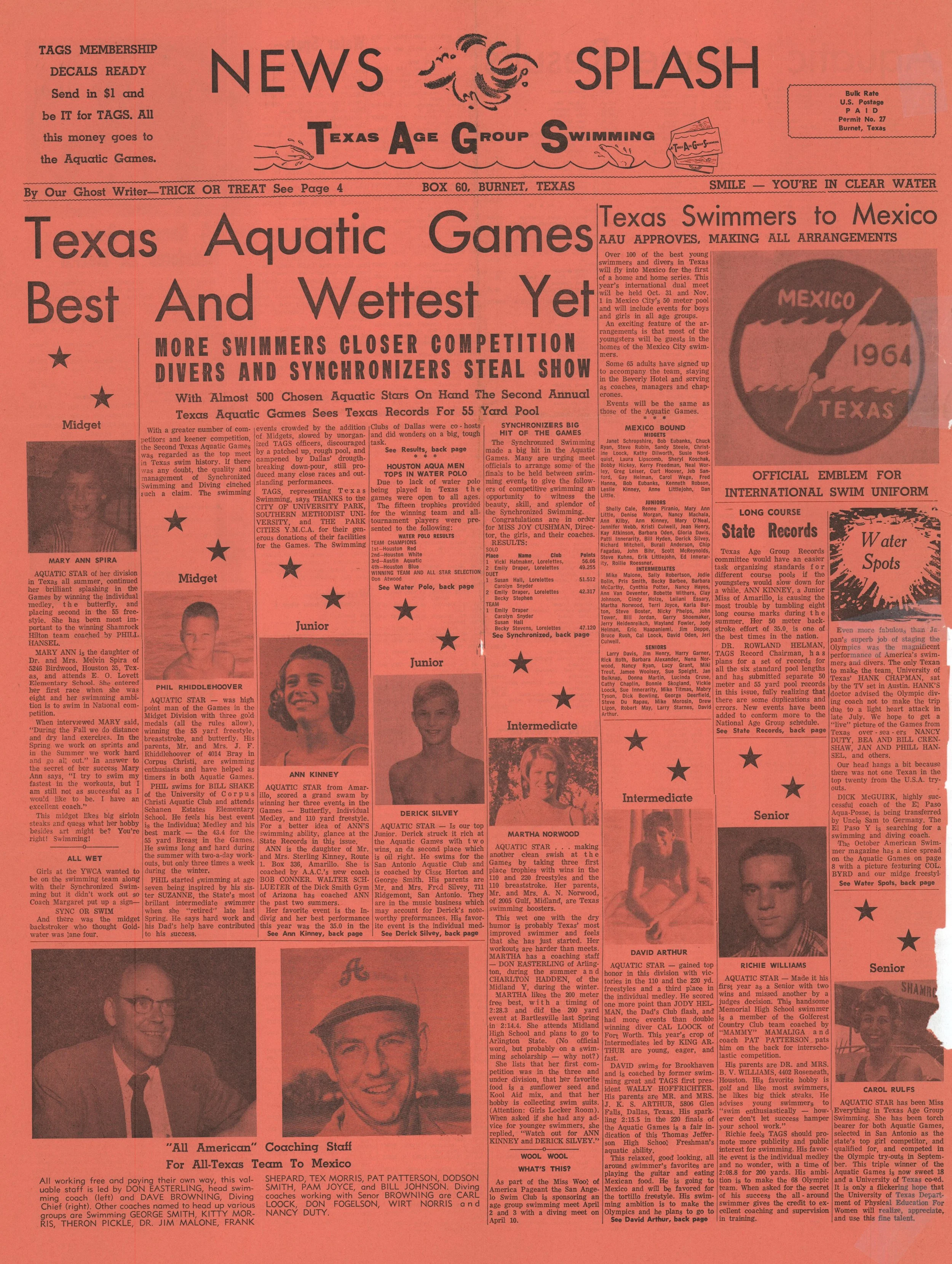 Blast from the Past! It's Splash! #8 — Texas Swimming & Diving Hall of Fame
