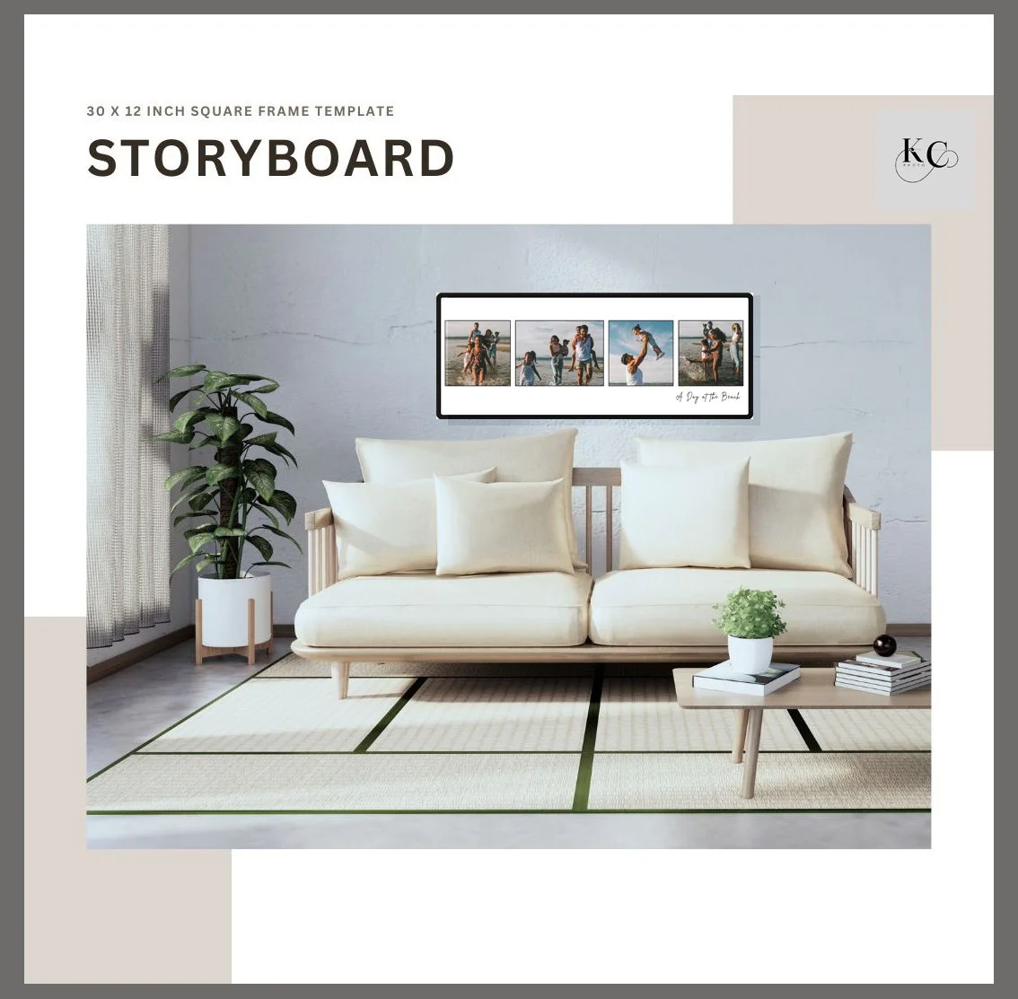 Landscape Storyboard Template with 4 square inserts 30x12in ...