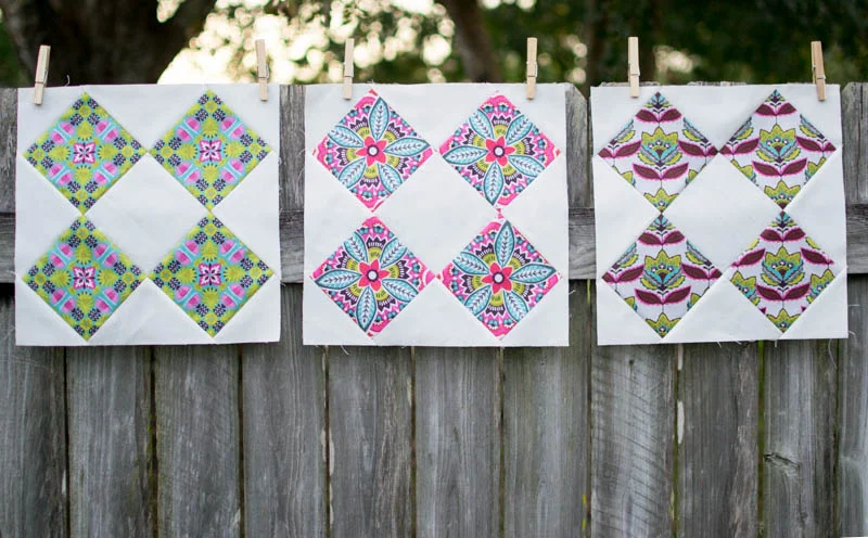 Easy Quilt Block Tutorial: Double Diamonds Block - perfect for fussy ...