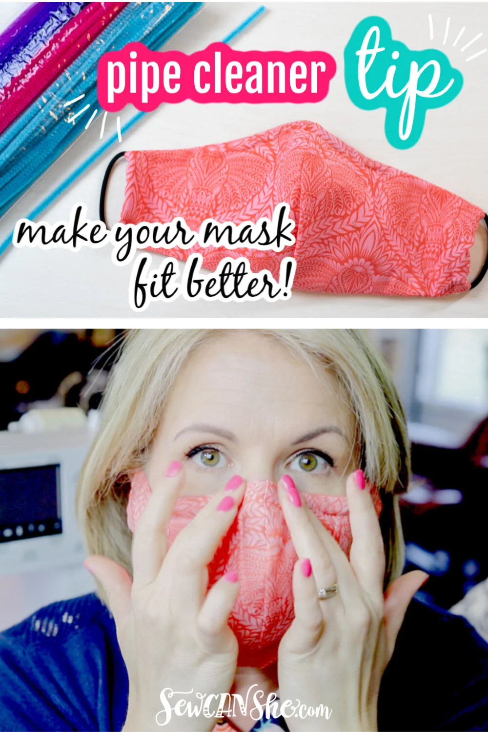 How to use a Pipe Cleaner (or other wire) to Make Your Fabric Face Mask ...