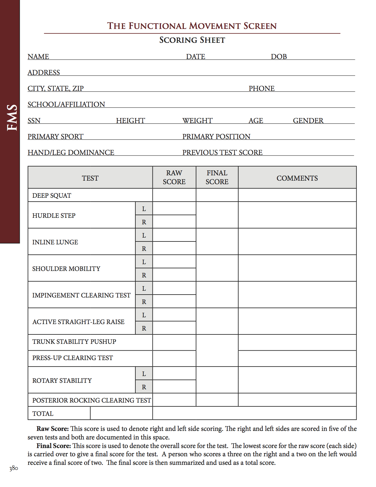 FMS Scoring Criteria — Mountain Peak Fitness