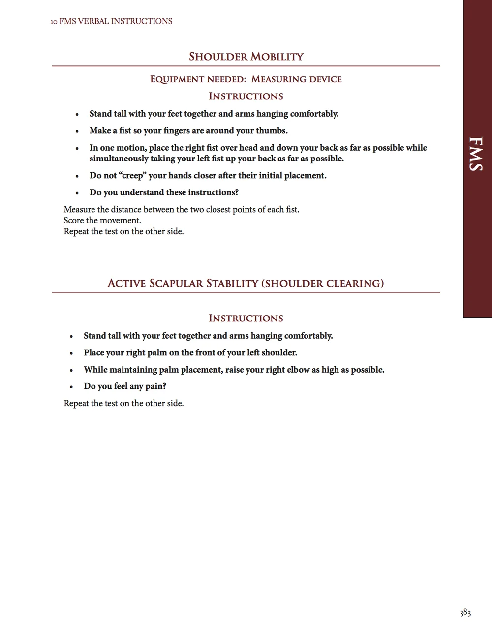 FMS Scoring Criteria — Mountain Peak Fitness