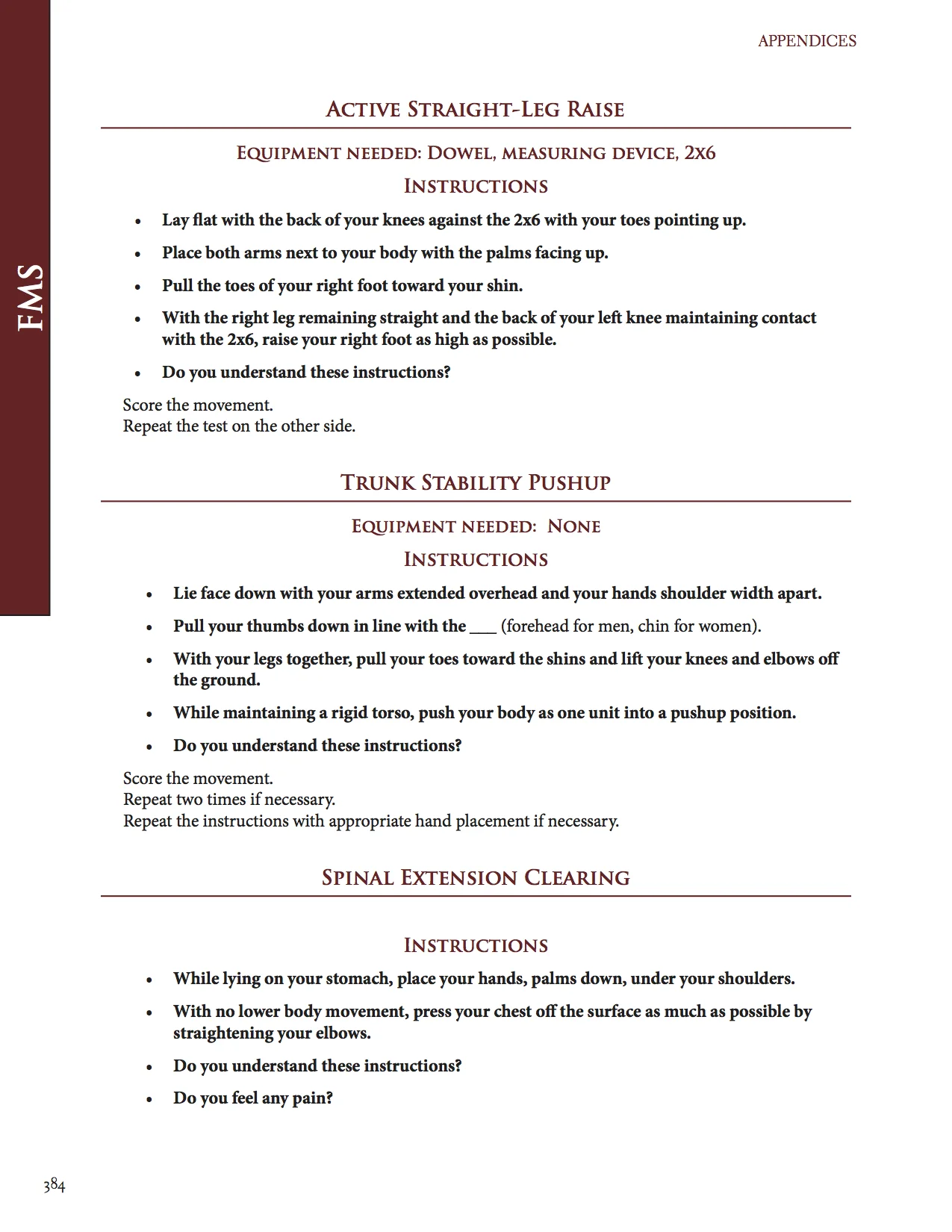 FMS Scoring Criteria — Mountain Peak Fitness