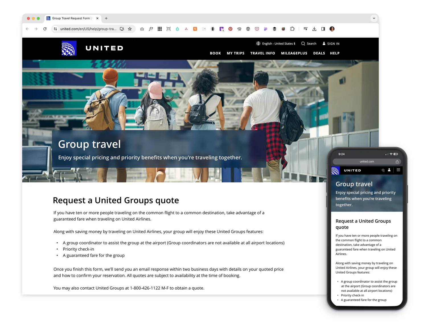 United Airlines: Group request form — Tiffany Ahee