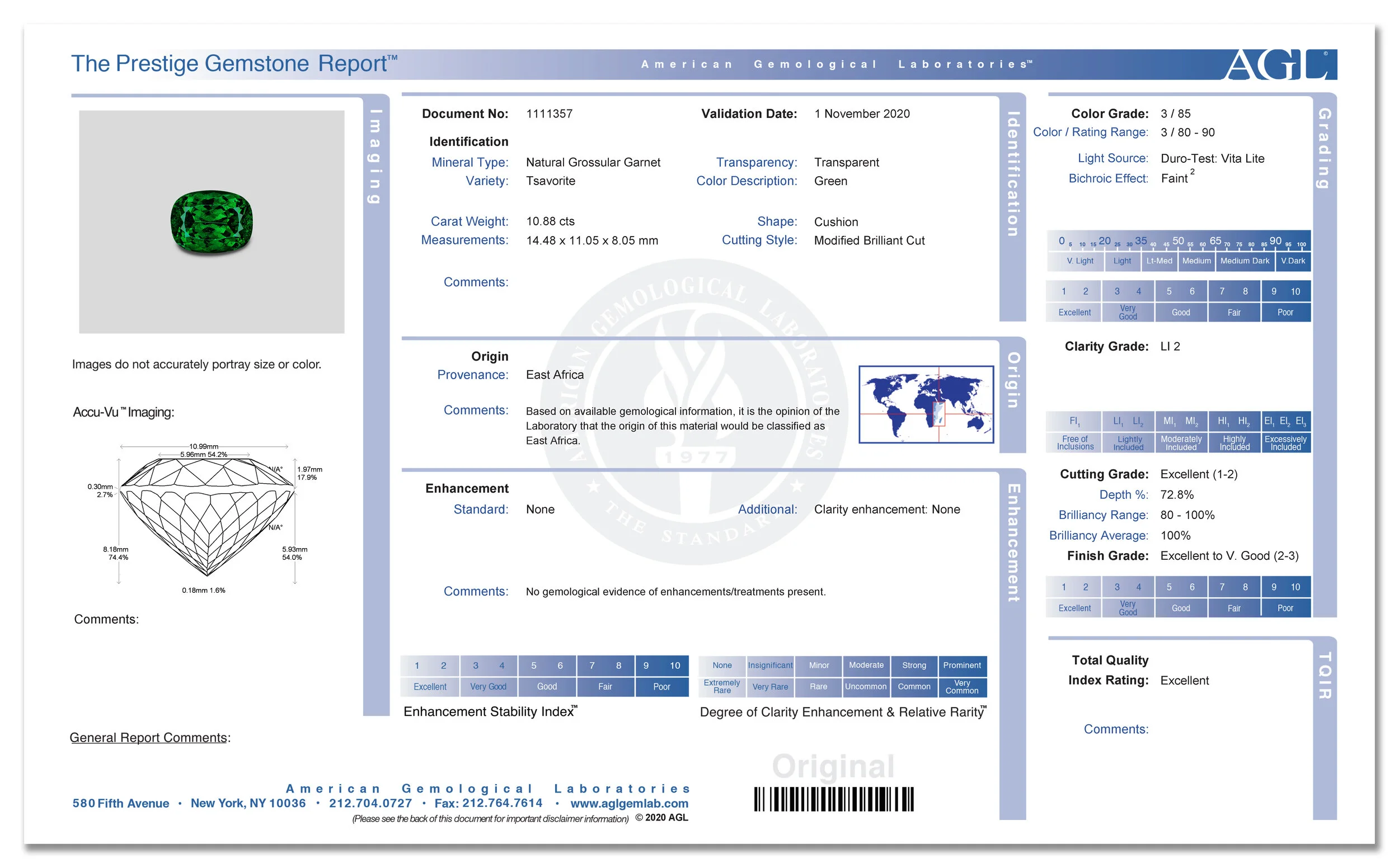 The Prestige Report™ with Grading — American Gemological Laboratories
