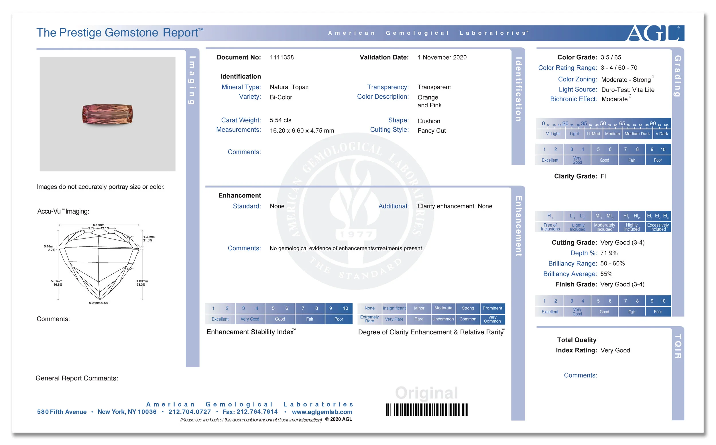 The Prestige Report™ with Grading — American Gemological Laboratories