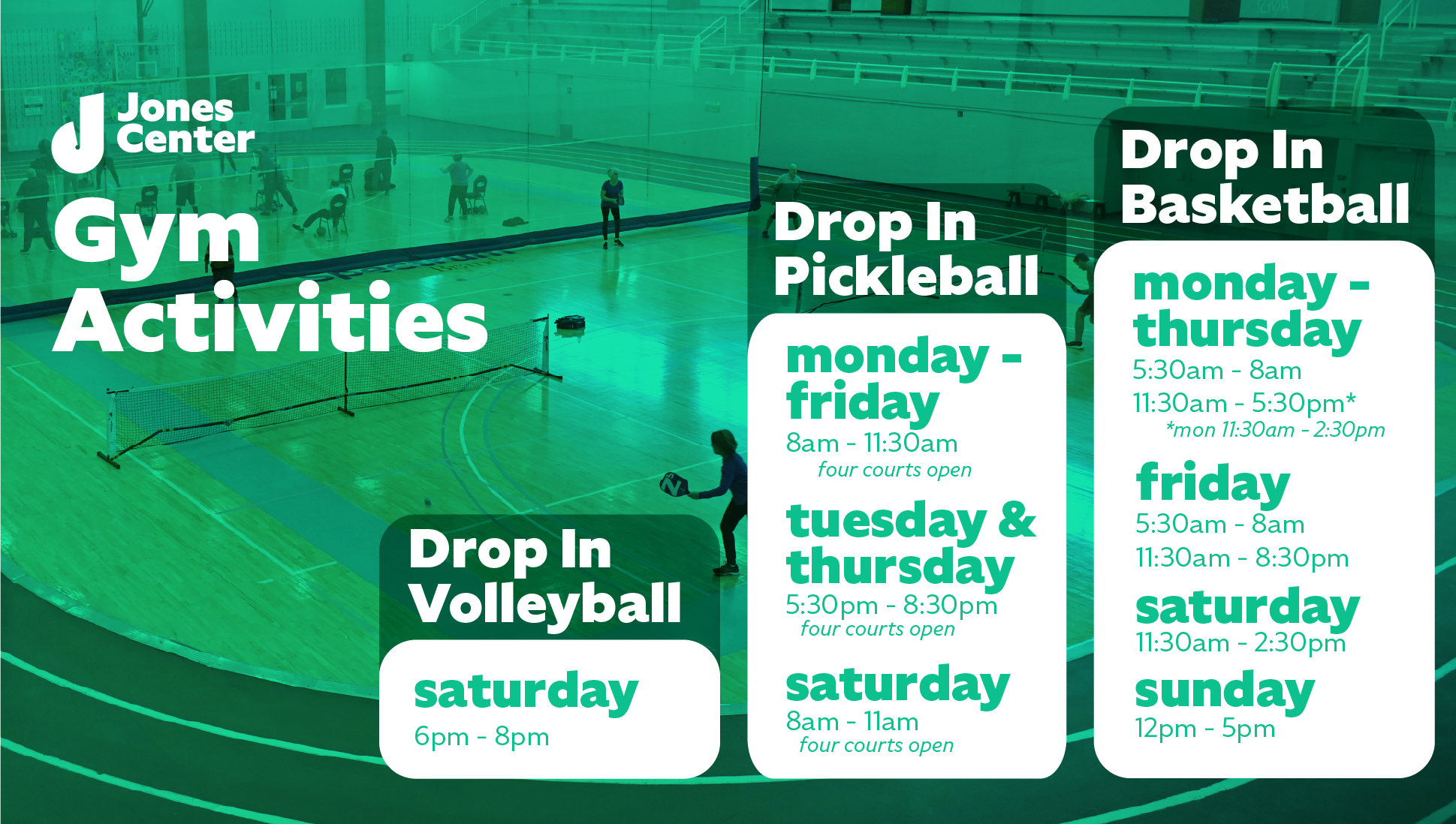 Activity Schedule & Day Passes — Jones Center
