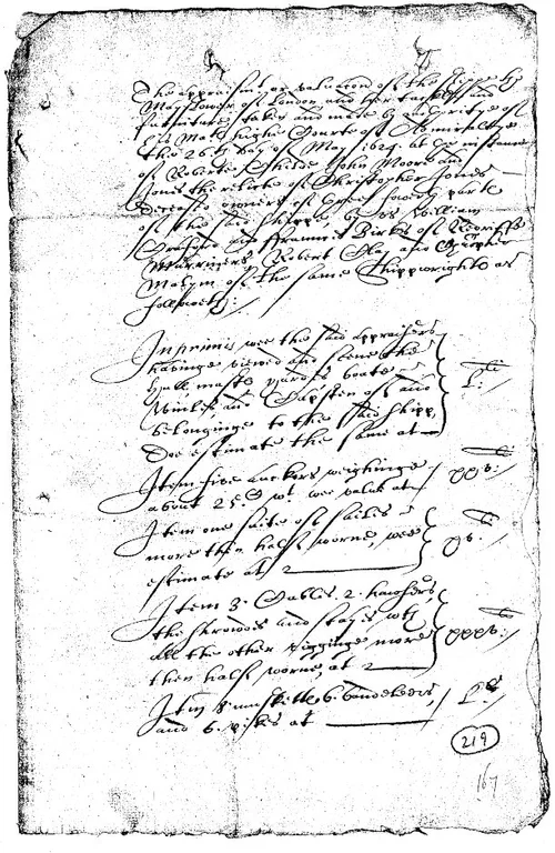 Probate Inventory of the Mayflower — MayflowerHistory.com