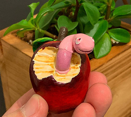 Clay Apple With Worm