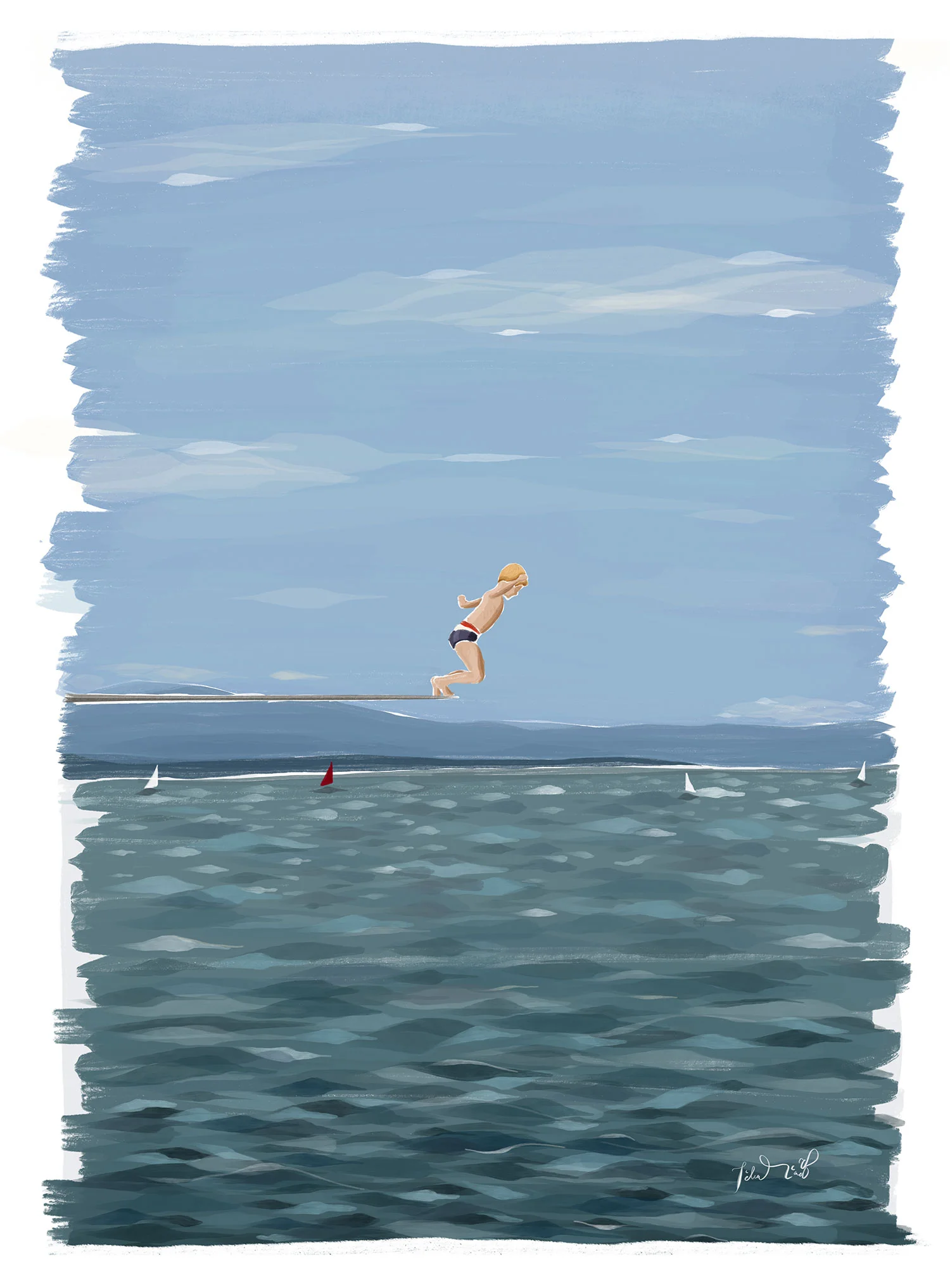 The springboard boy - Felix Diaz de Escauriaza | Illustration