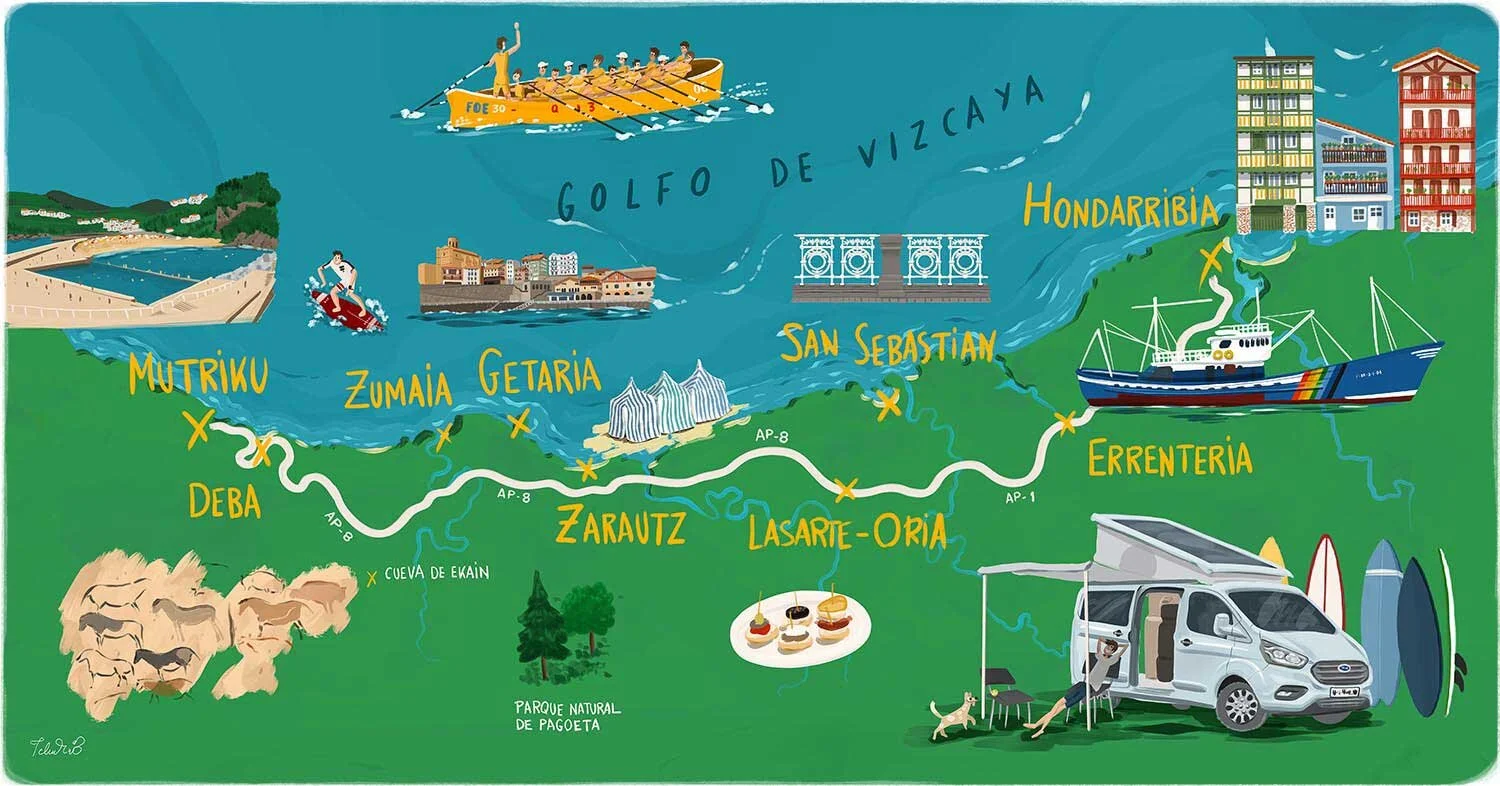 Basque Country illustrated map - Felix Diaz de Escauriaza | Illustration