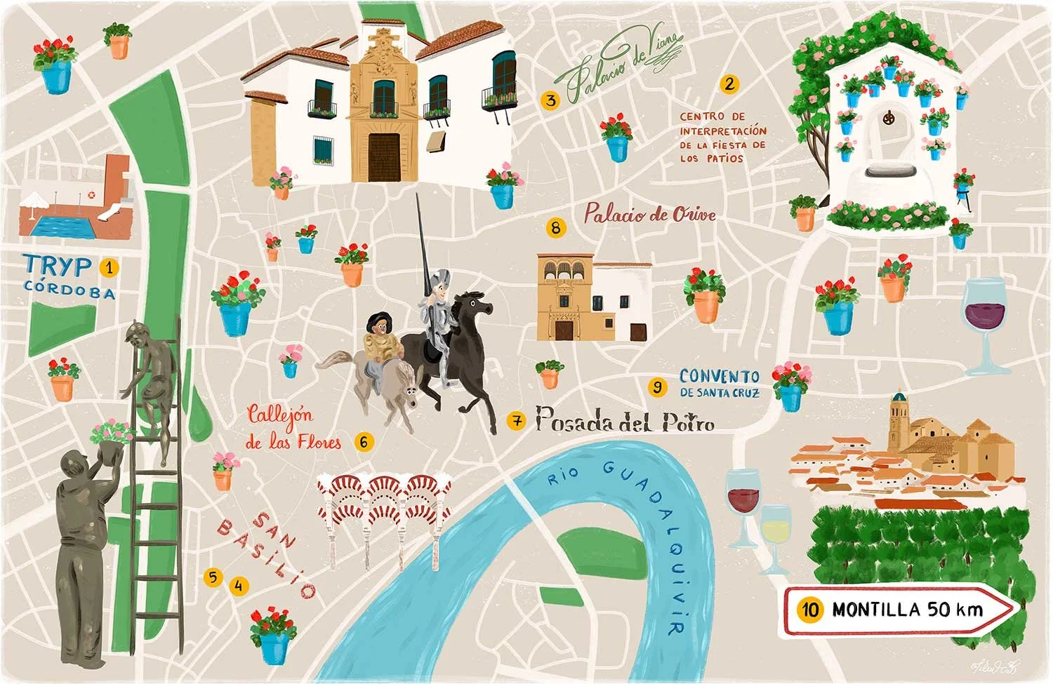 Illustrated map of Córdoba (Spain) - Felix Diaz de Escauriaza ...