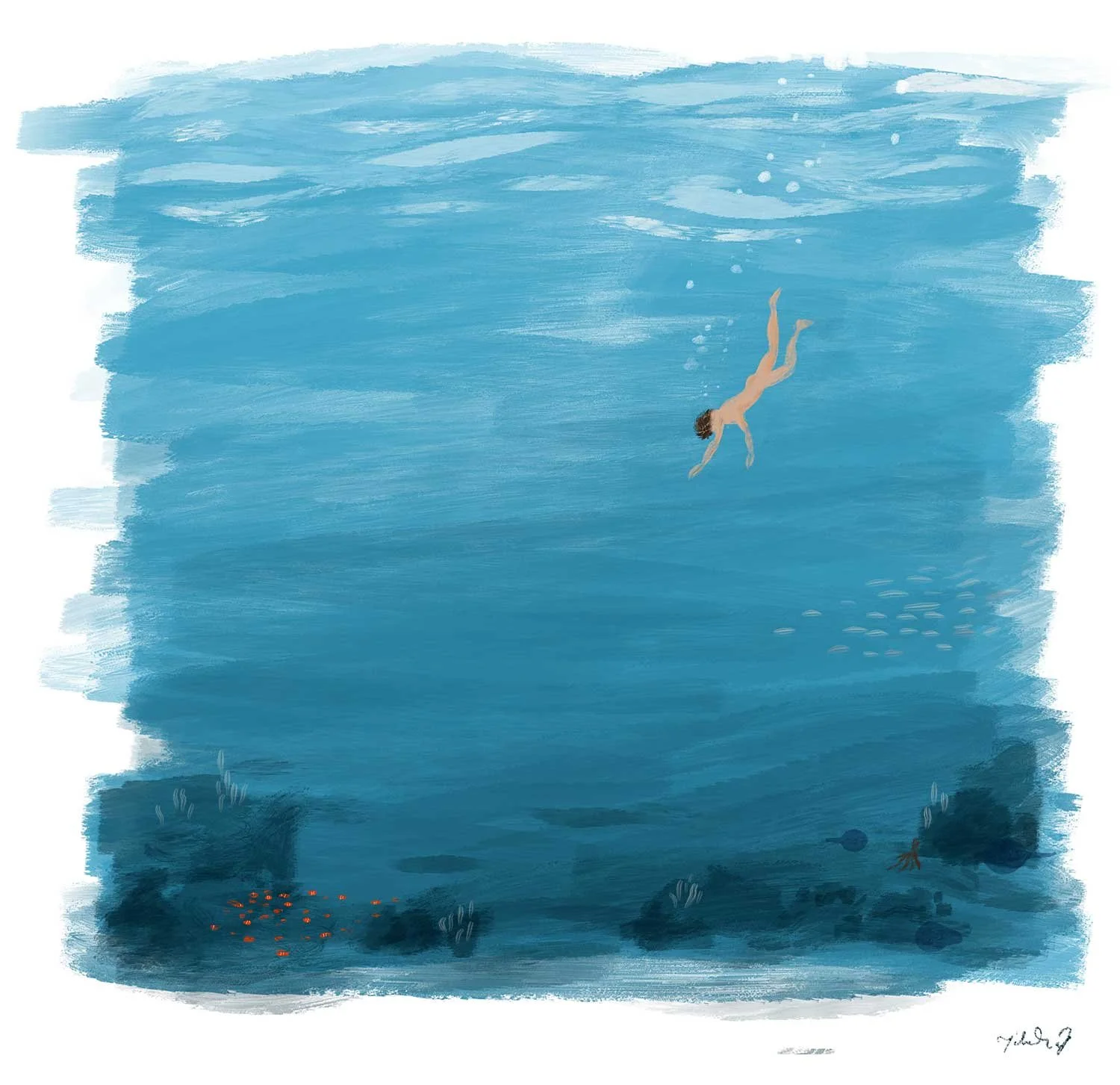 Underwater drawing - Felix Diaz de Escauriaza | Illustration